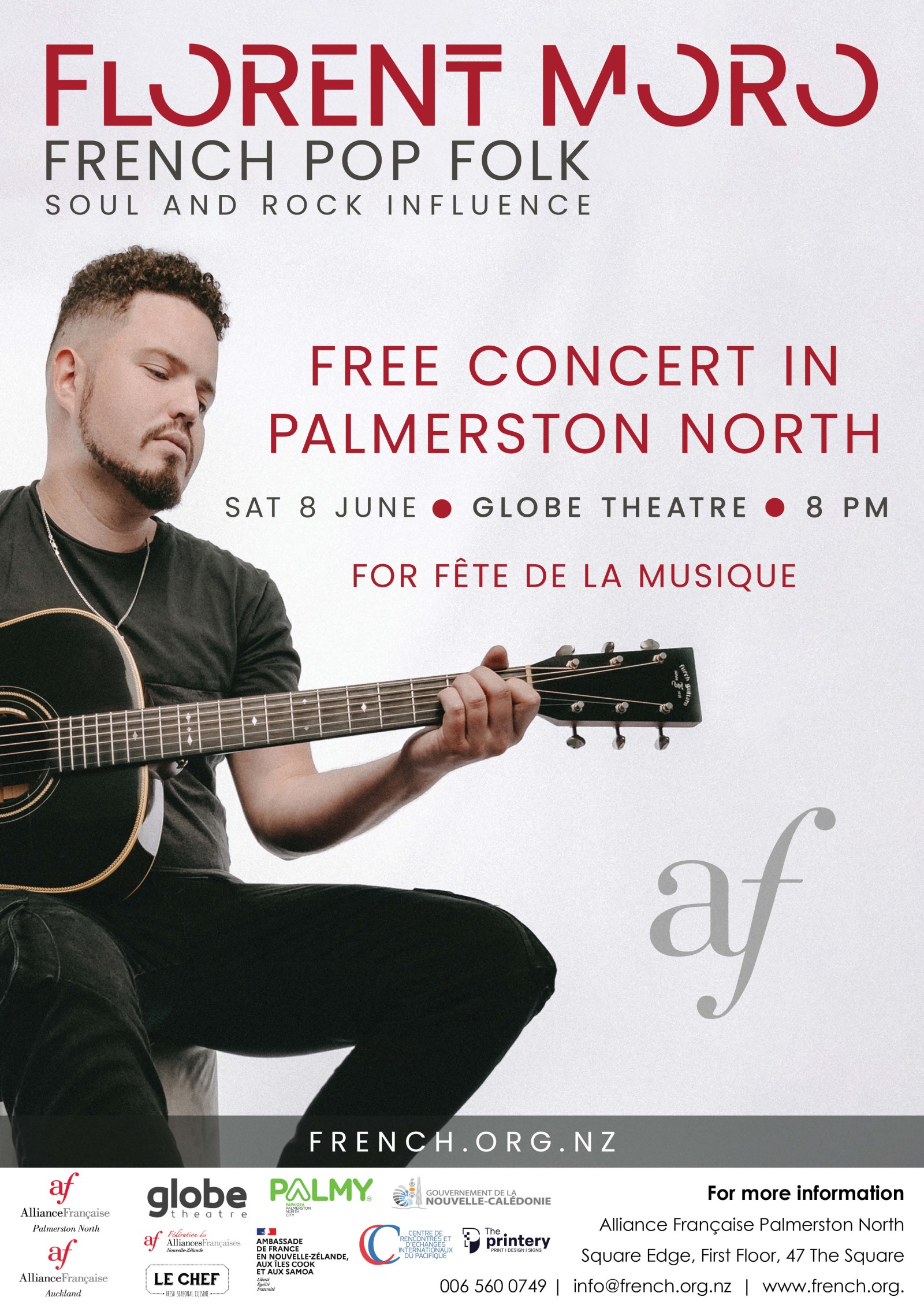 Alliance Francaise Palmerston North - Florent Moro Concert - Fête de la musique 2024