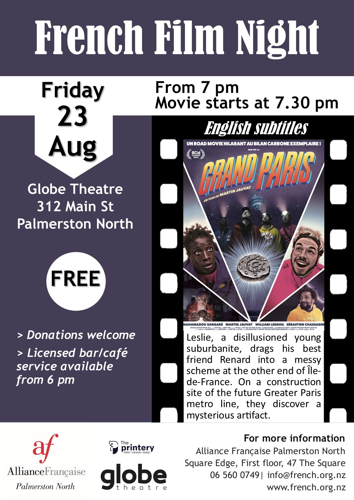 Alliance Francaise Palmerston North - French Film Night - Grand Paris