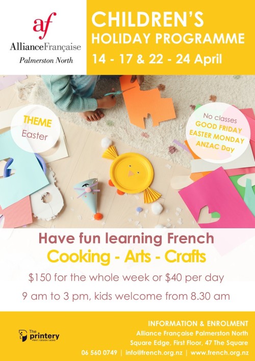 Alliance Francaise Palmerston North - School Holiday Programme April 2025